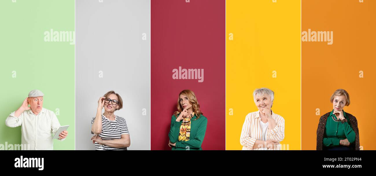 Set modern elderly people hi-res stock photography and images - Alamy