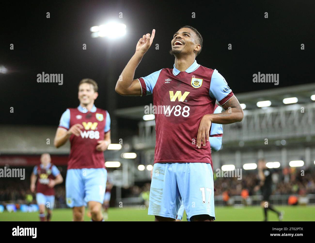 Burnley's Lyle Foster celebrates scoring their side's first goal of the ...