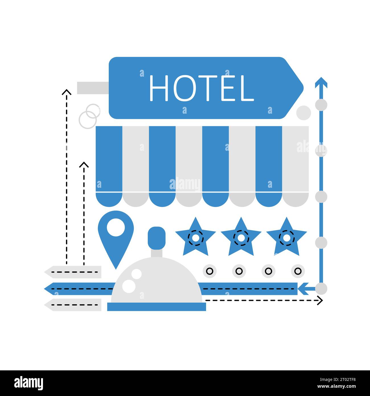 Hotel service in smart city. Innovative futuristic buildings and ...