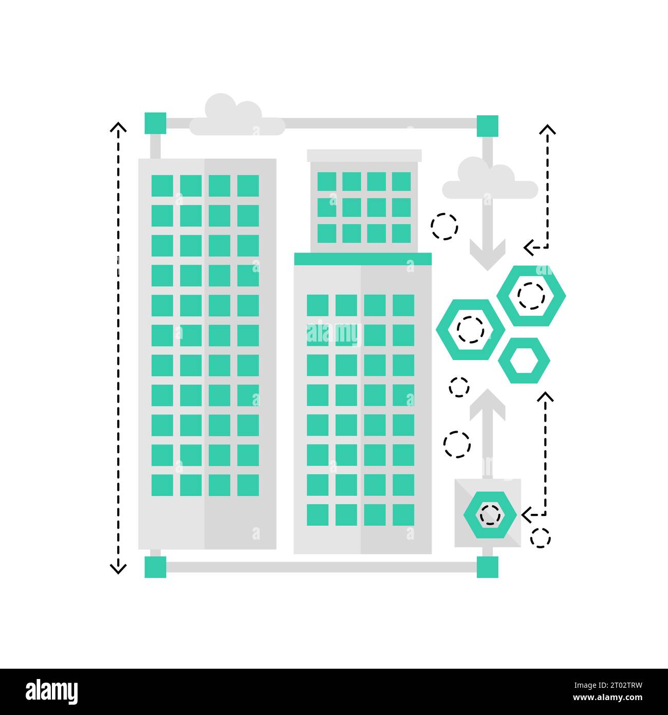 Smart city skyscraper. Innovative urban buildings, futuristic town ...