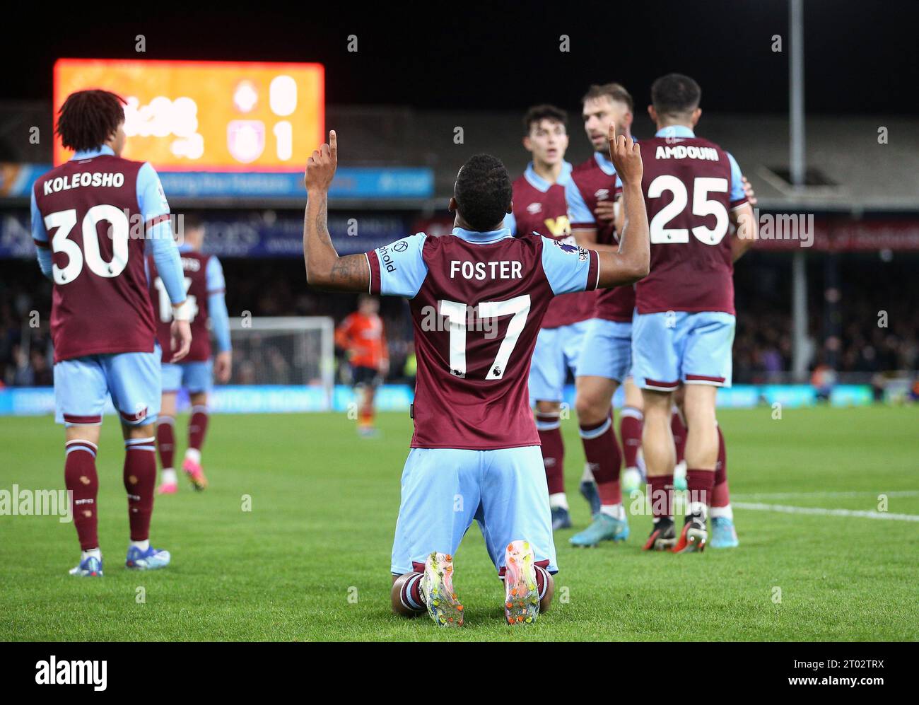 Burnley's Lyle Foster celebrates scoring their side's first goal of the ...