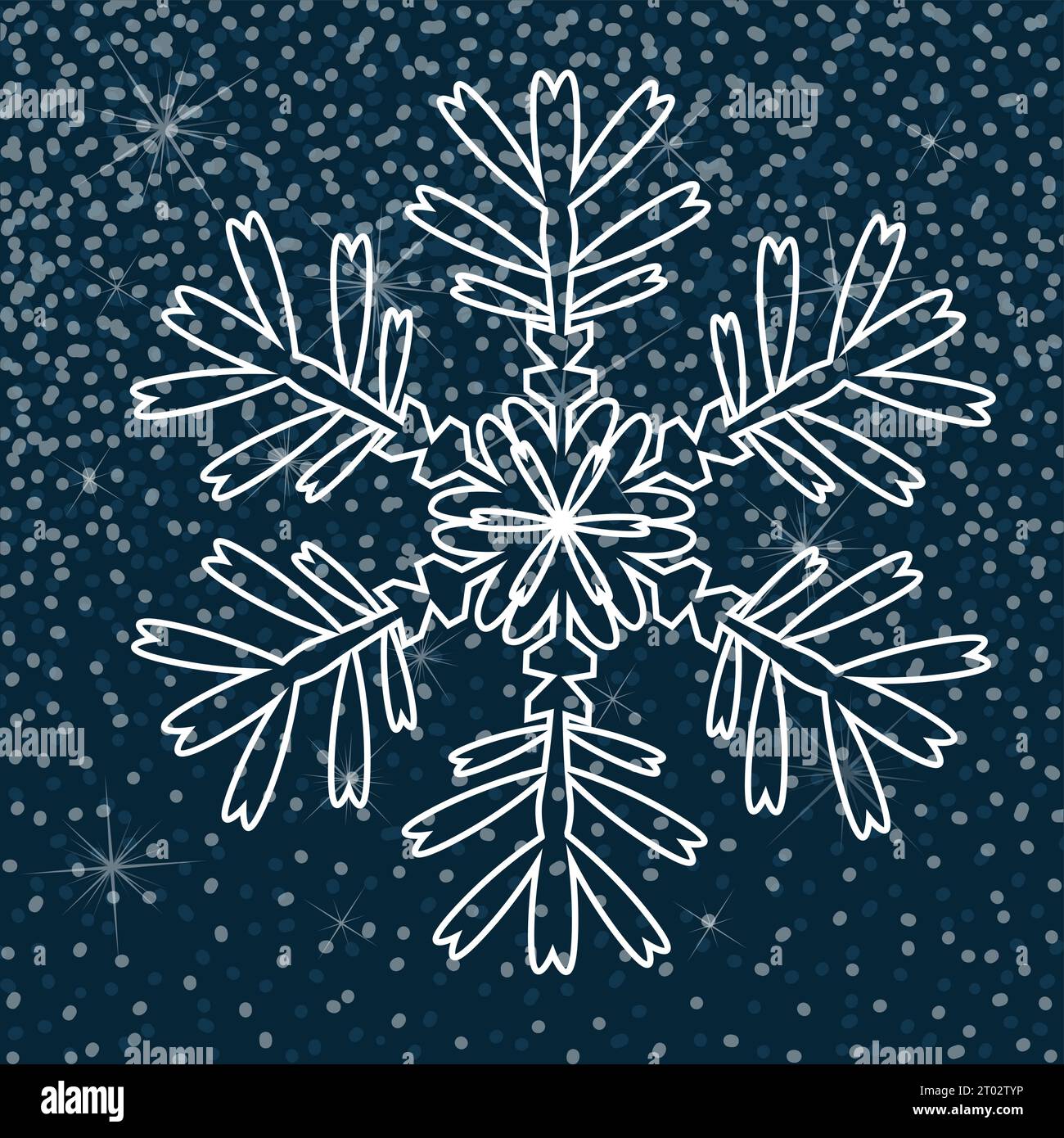 Ice crystal. Isolated element. Abstract one big snowflake. hand drawing ...