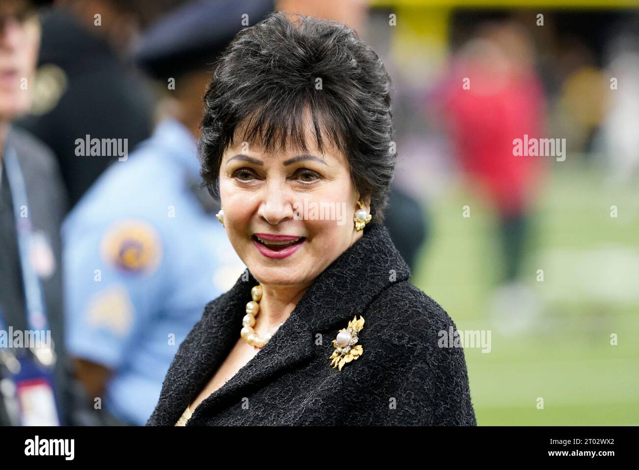 New Orleans Saints owner Gayle Benson walks on the field before an NFL ...