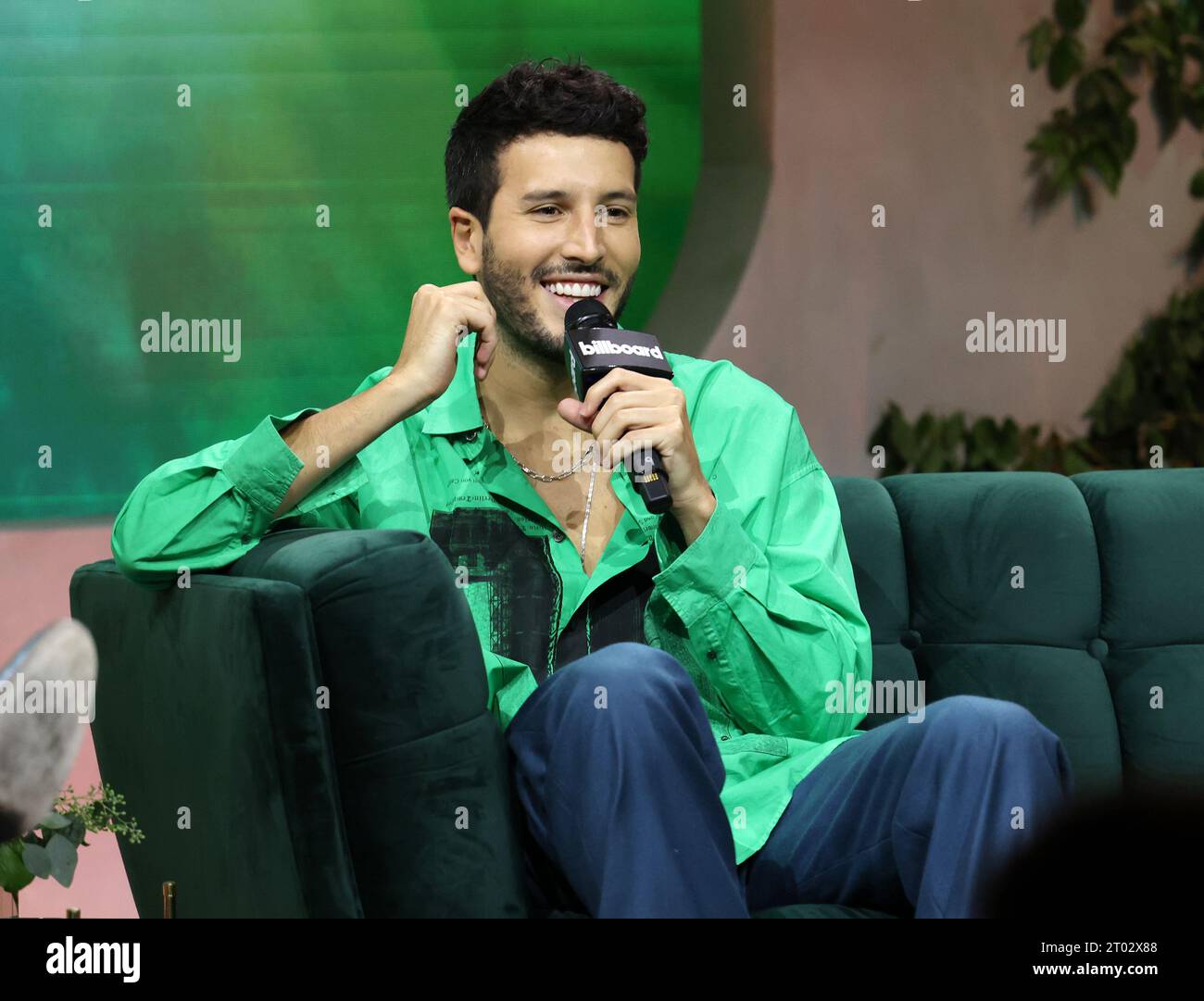 MIAMI BEACH, FL-OCT 3: Sebastian Yatra is seen during Q & A with ...