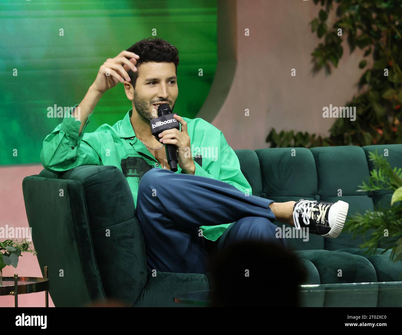 MIAMI BEACH, FL-OCT 3: Sebastian Yatra is seen during Q & A with ...