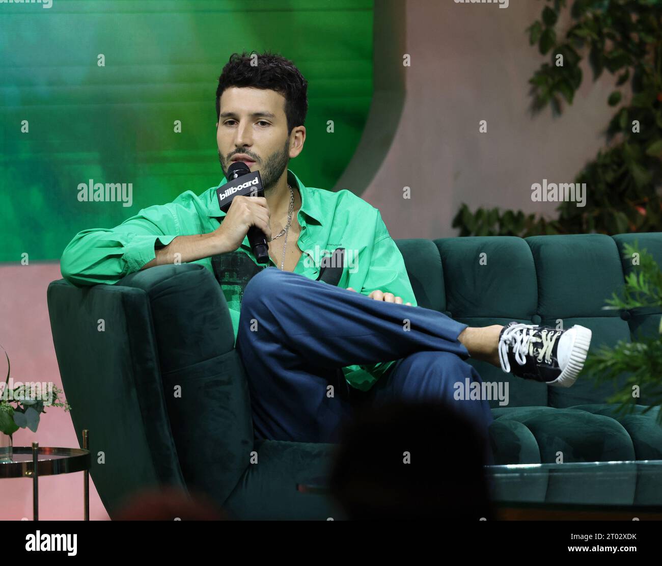 MIAMI BEACH, FL-OCT 3: Sebastian Yatra is seen during Q & A with ...