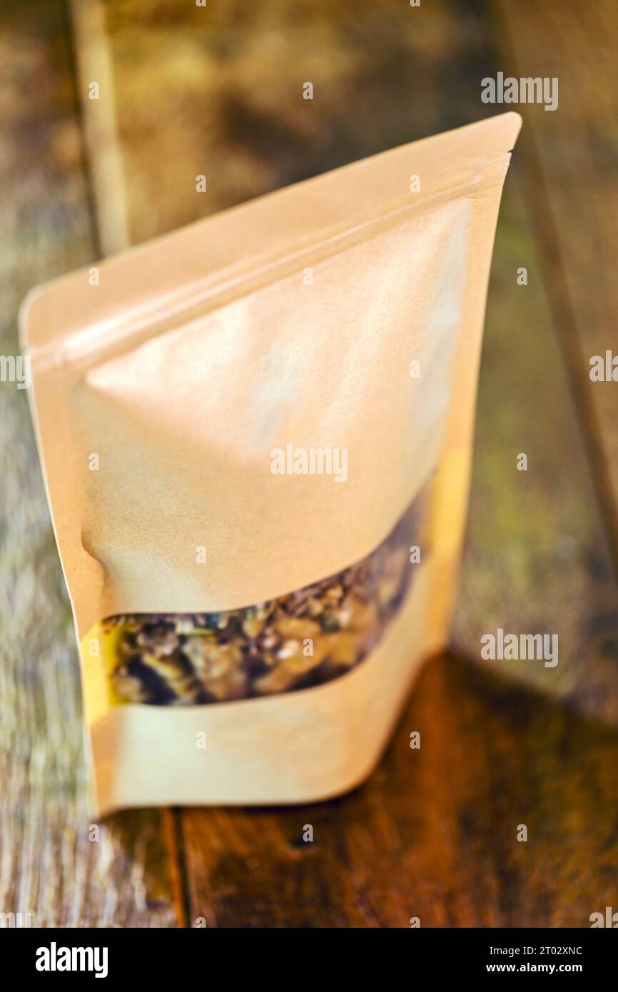 package of organic assorted chestnuts, in plastic and recycled paper ...