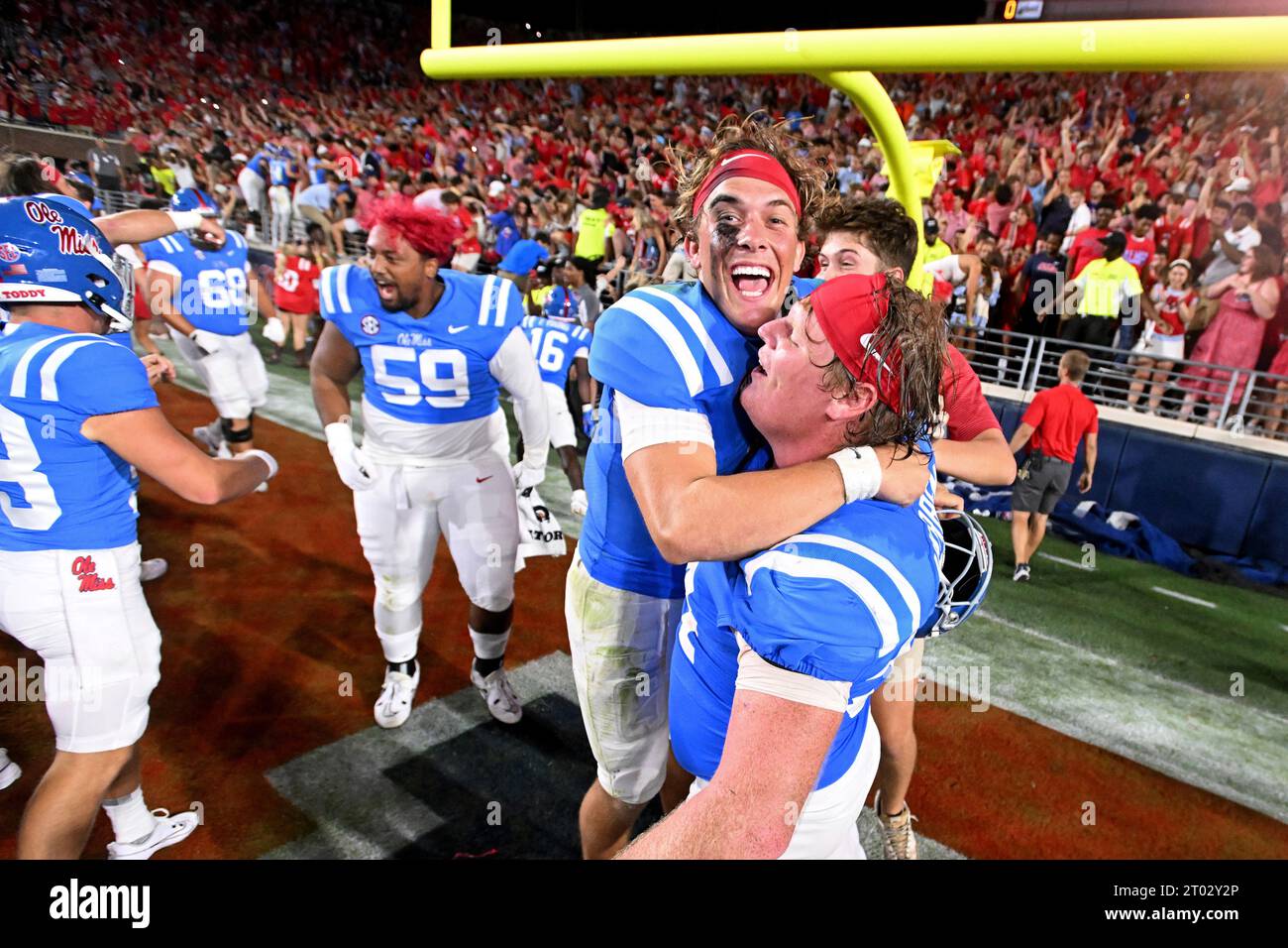 Mississippi quarterback Jaxson Dart (2) celebrates with offensive ...