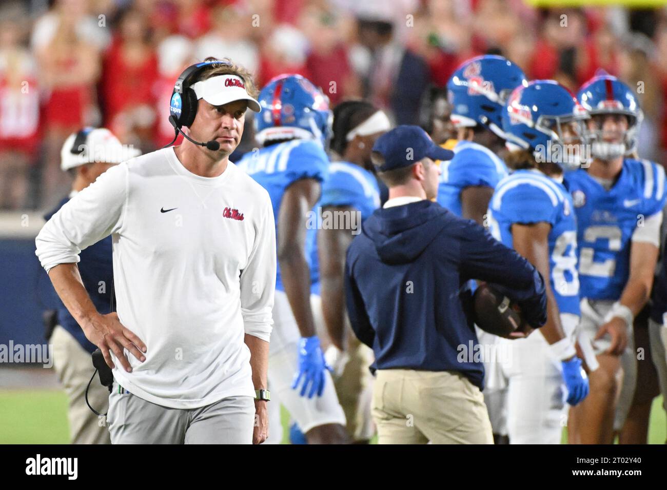 Mississippi head coach Lane Kiffin paces the sideline during the second ...