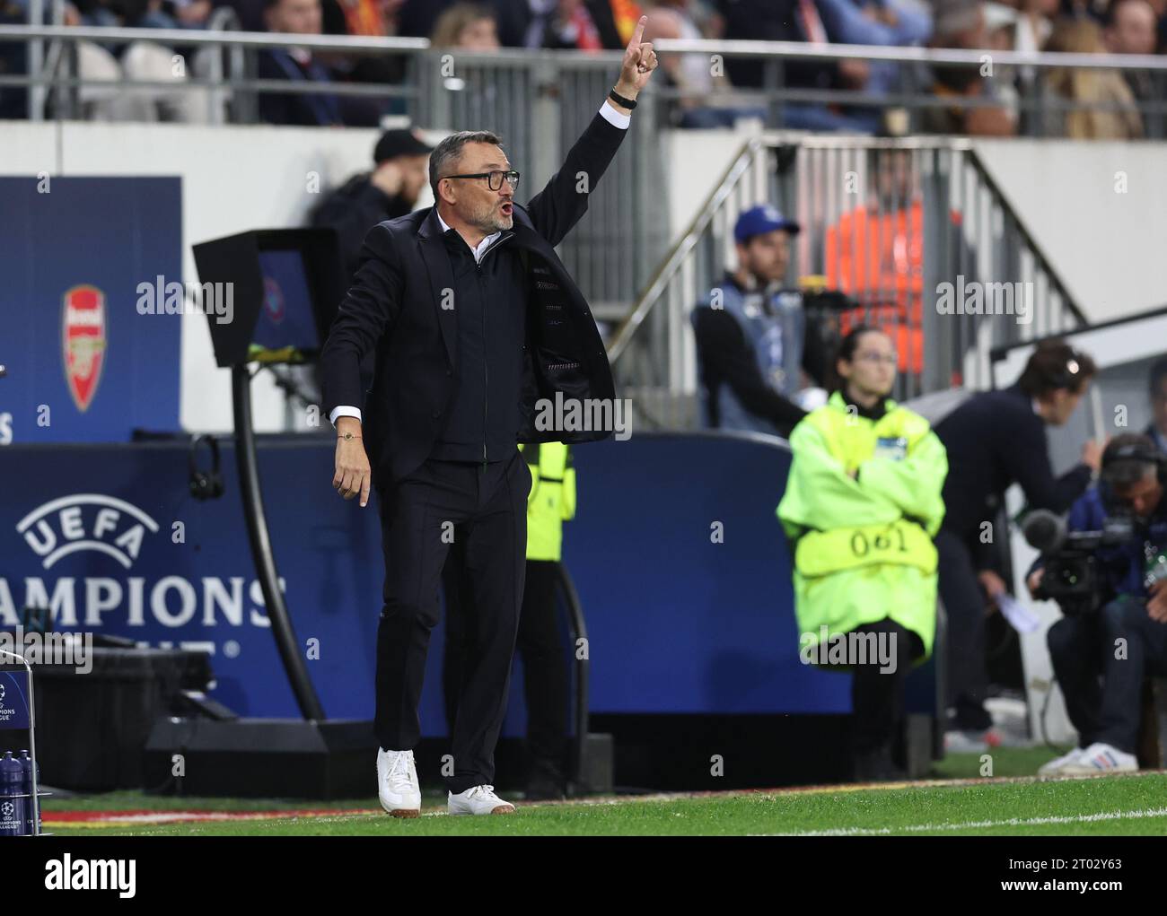 Lens, France. 3rd Oct, 2023. Franck Haise, Manager of RC Lens during ...