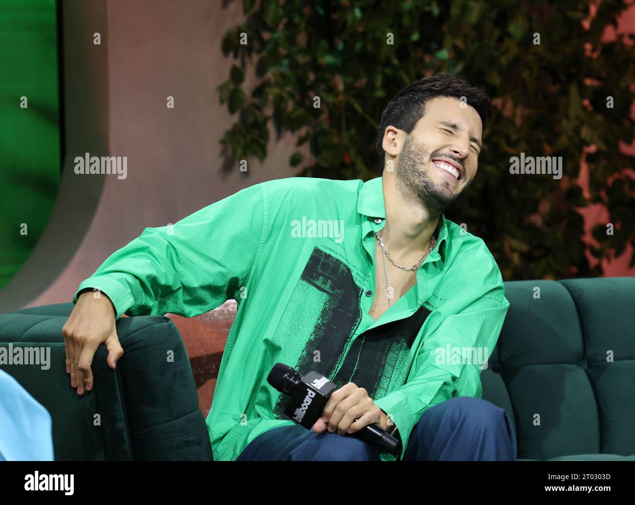 MIAMI BEACH, FL-OCT 3: Sebastian Yatra is seen during Q & A with ...