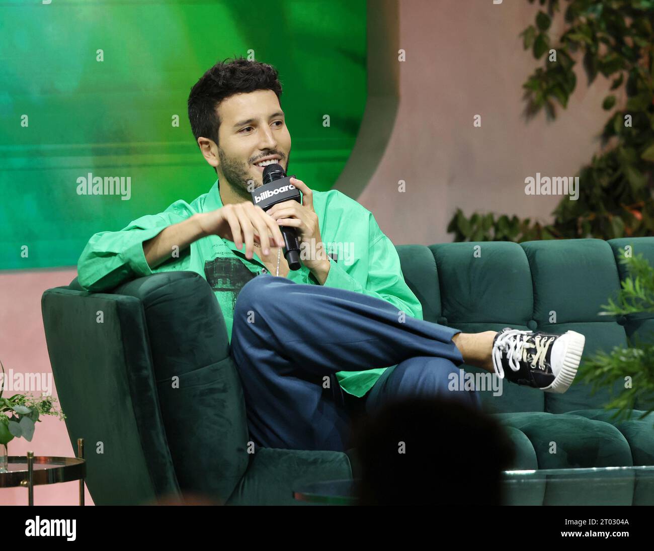 MIAMI BEACH, FL-OCT 3: Sebastian Yatra is seen during Q & A with ...