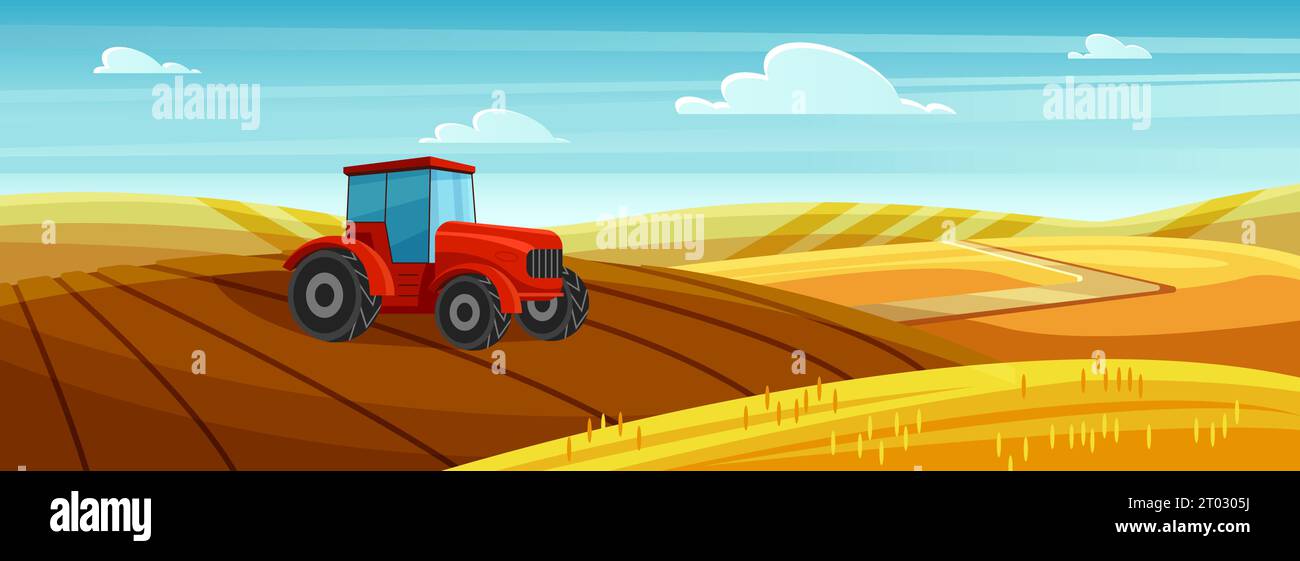 Cartoon farmer wheat land hi-res stock photography and images - Alamy