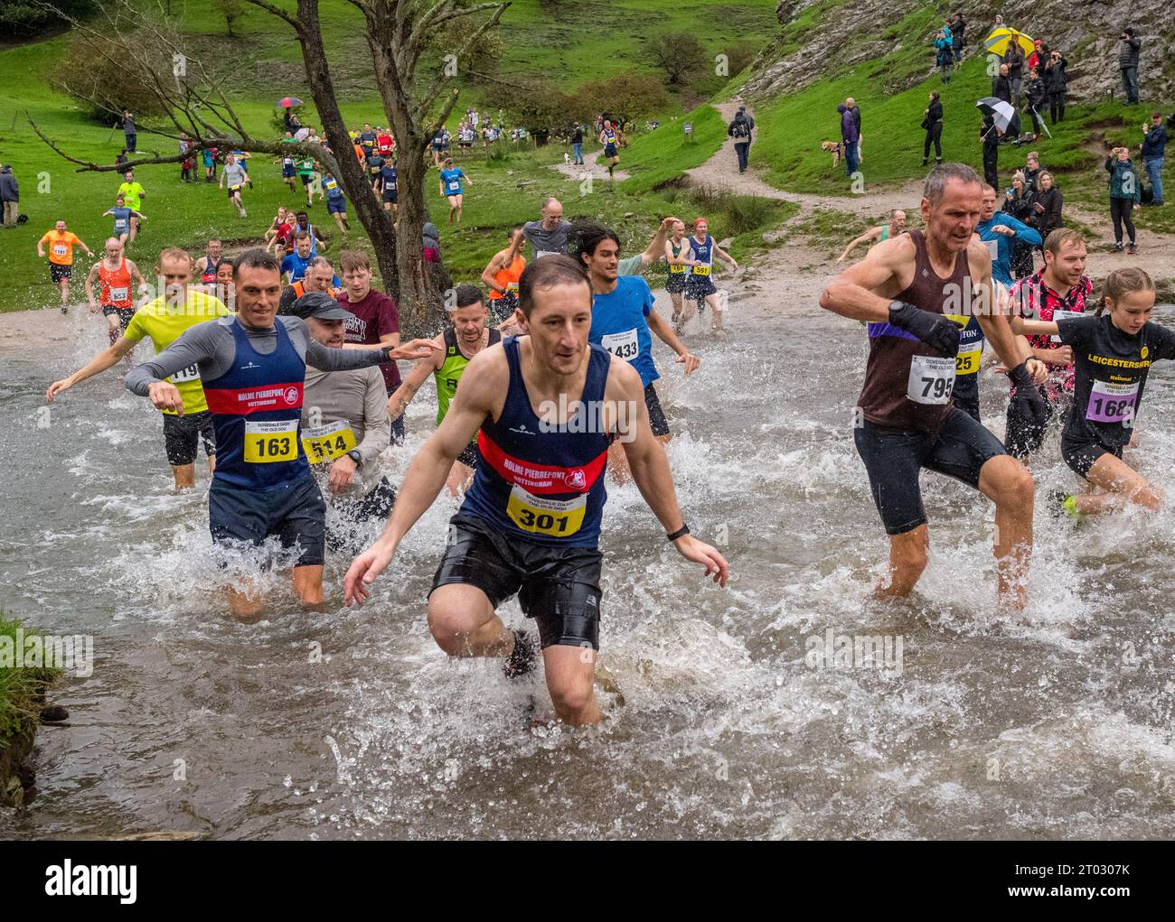 Competitors running in the Dovedale Dash a 4 3/4 mile cross country run ...