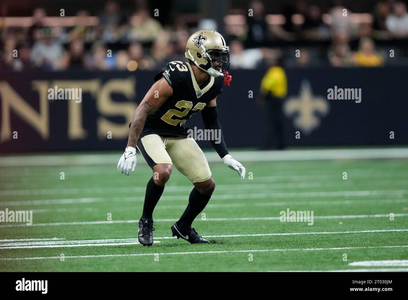 New Orleans Saints cornerback Marshon Lattimore (23) covers in the ...
