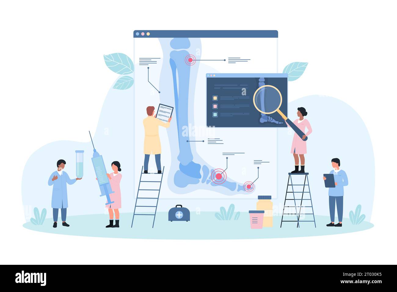 Diagnosis of orthopedic diseases, radiology vector illustration ...
