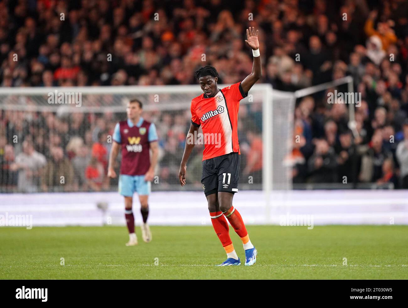 Luton Town's Elijah Adebayo celebrates scoring their side's first goal ...