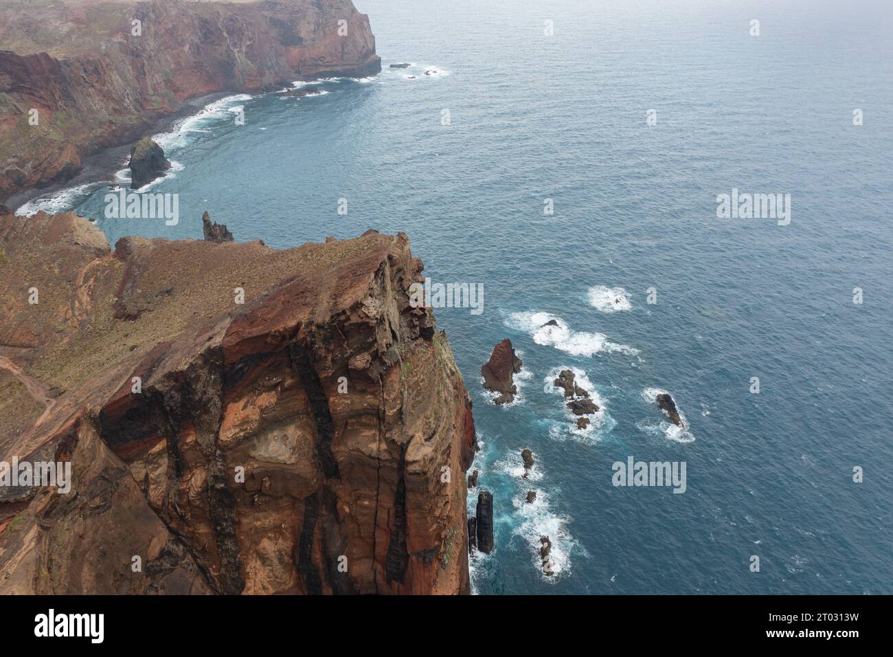 Great drone photo of the cliffs of Madeira which are made of volcanic ...