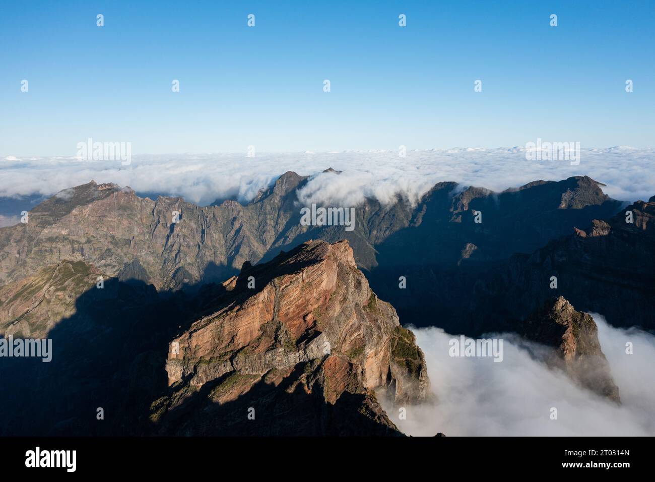 Great drone photo on Pico Arieiro during a beautiful sunrise on ...