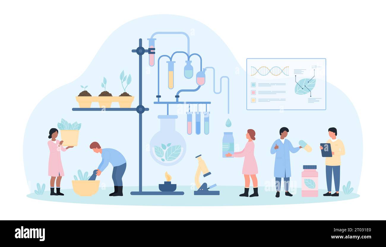 Naturopathy vector illustration. Cartoon tiny doctors make naturopathic ...