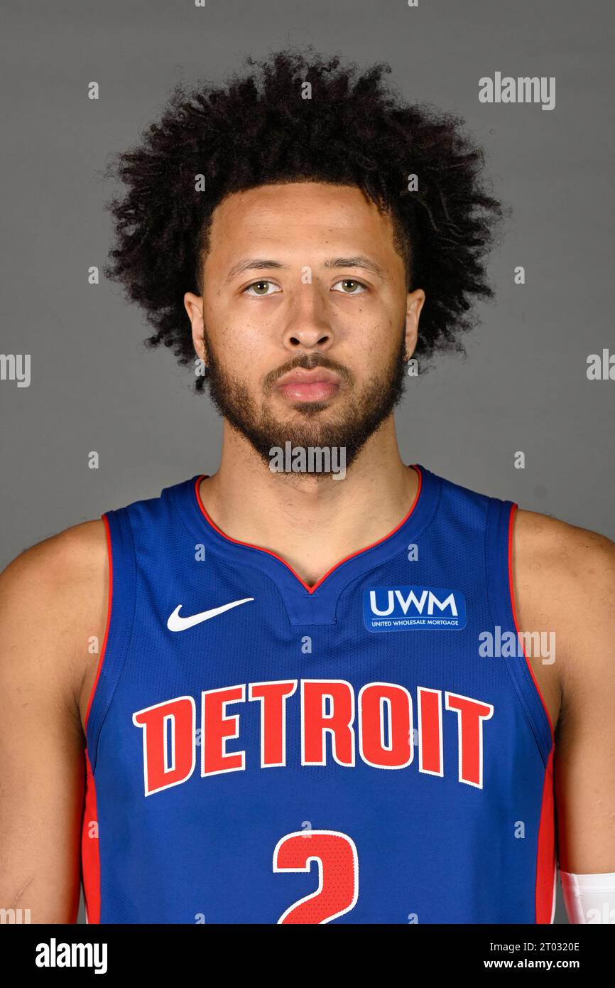 Detroit Pistons' Cade Cunningham poses during the NBA basketball team's ...