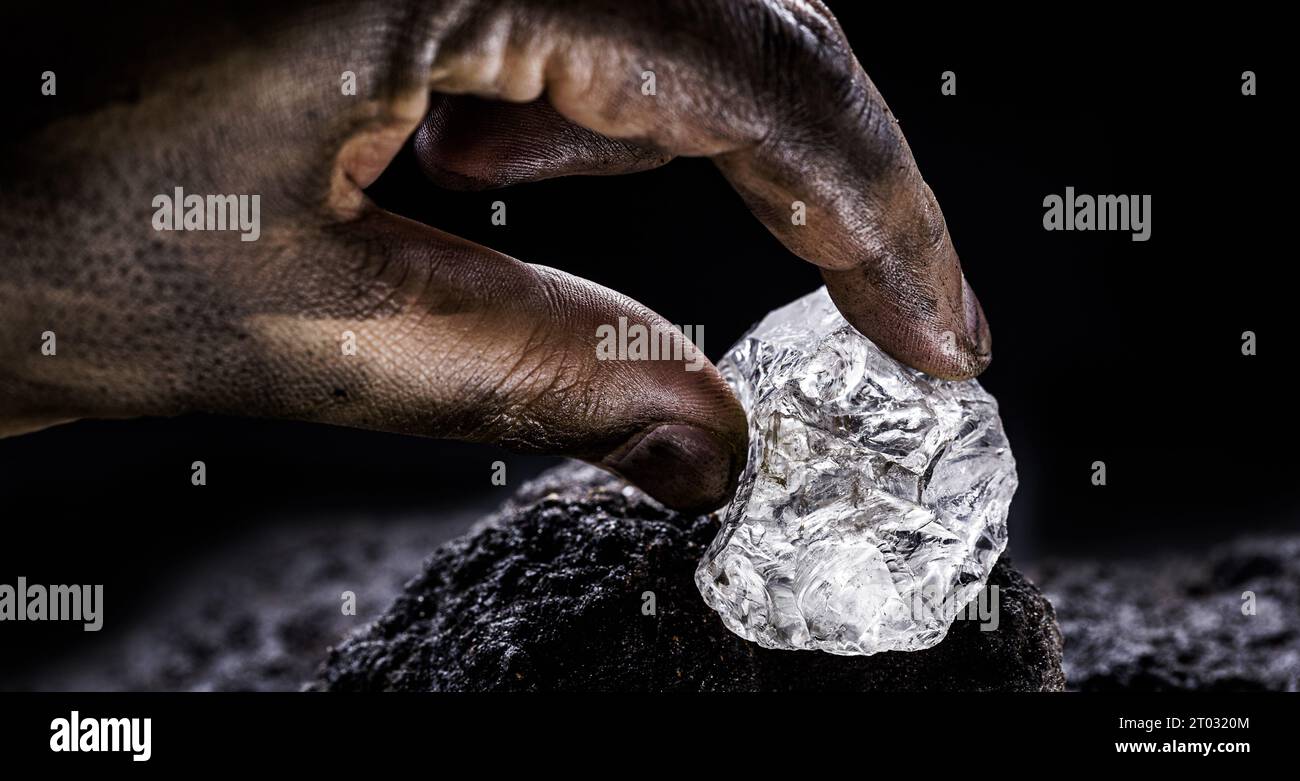 Rough diamond, precious stone in mines. Concept of mining and ...