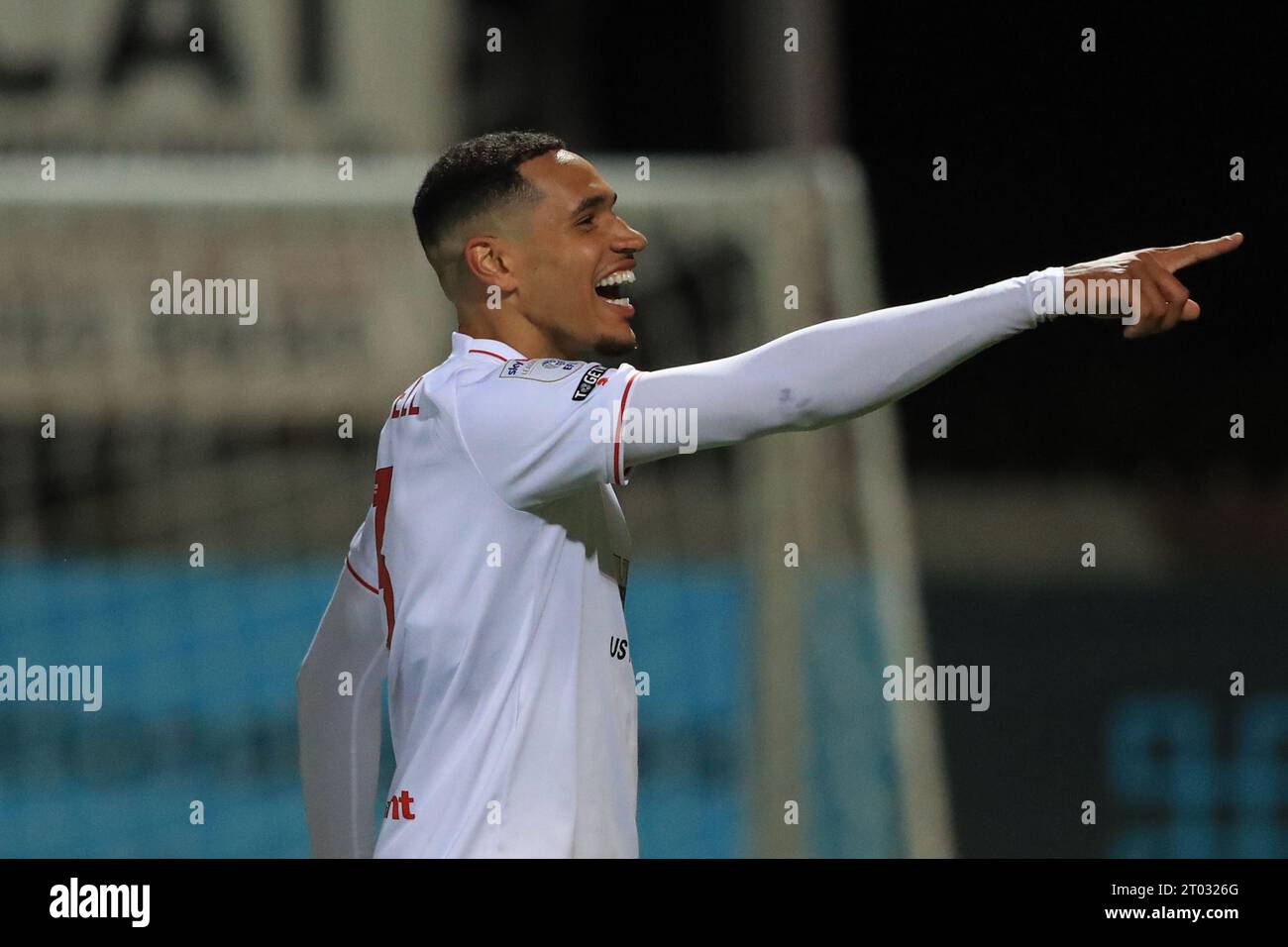 Jon Russell #3 of Barnsley celebrates his goal to make it 0-4 during ...