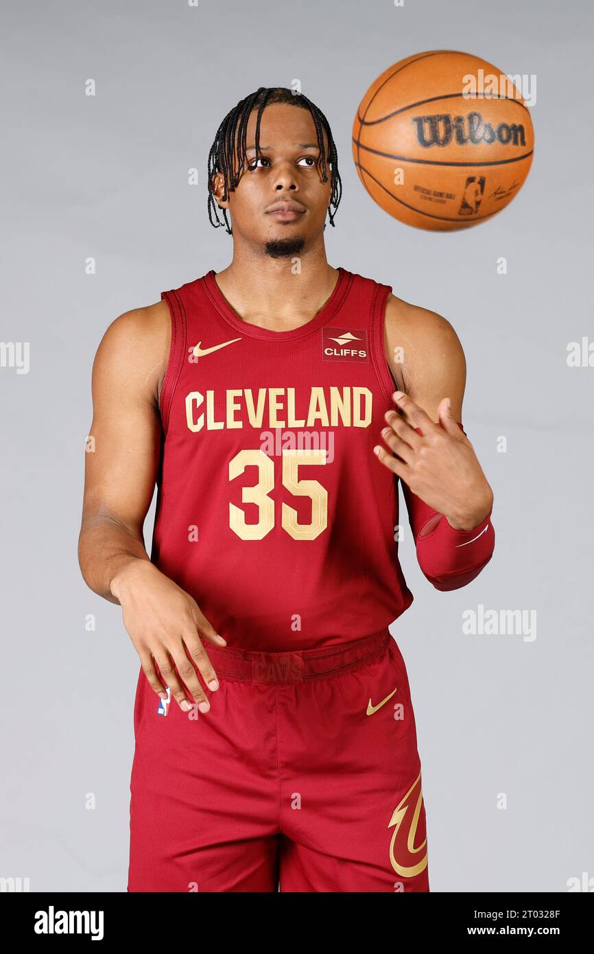 Cleveland Cavaliers forward Isaac Okoro poses for a portrait during the ...