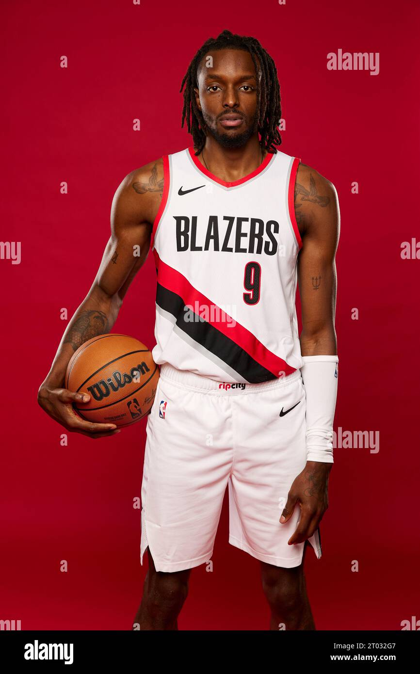 Portland Trail Blazers forward Jerami Grant poses for a portrait during ...