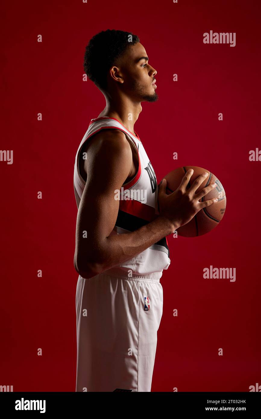 Portland Trail Blazers forward Rayan Rupert poses for a portrait during ...
