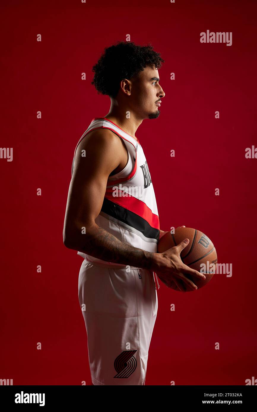 Portland Trail Blazers forward Justin Minaya poses for a portrait ...