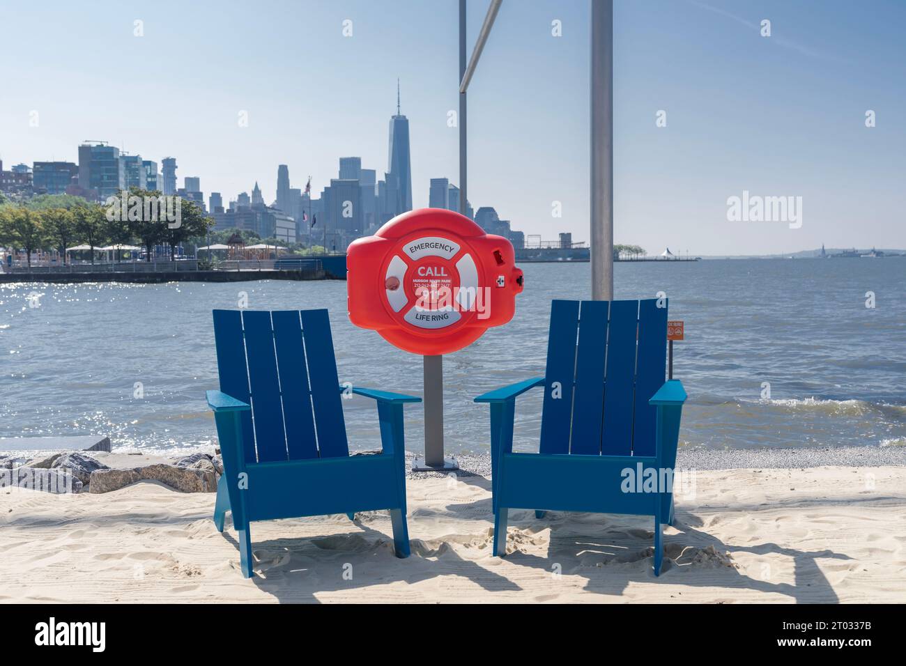 View of the first beach waterfront in Manhattan during grand opening of ...