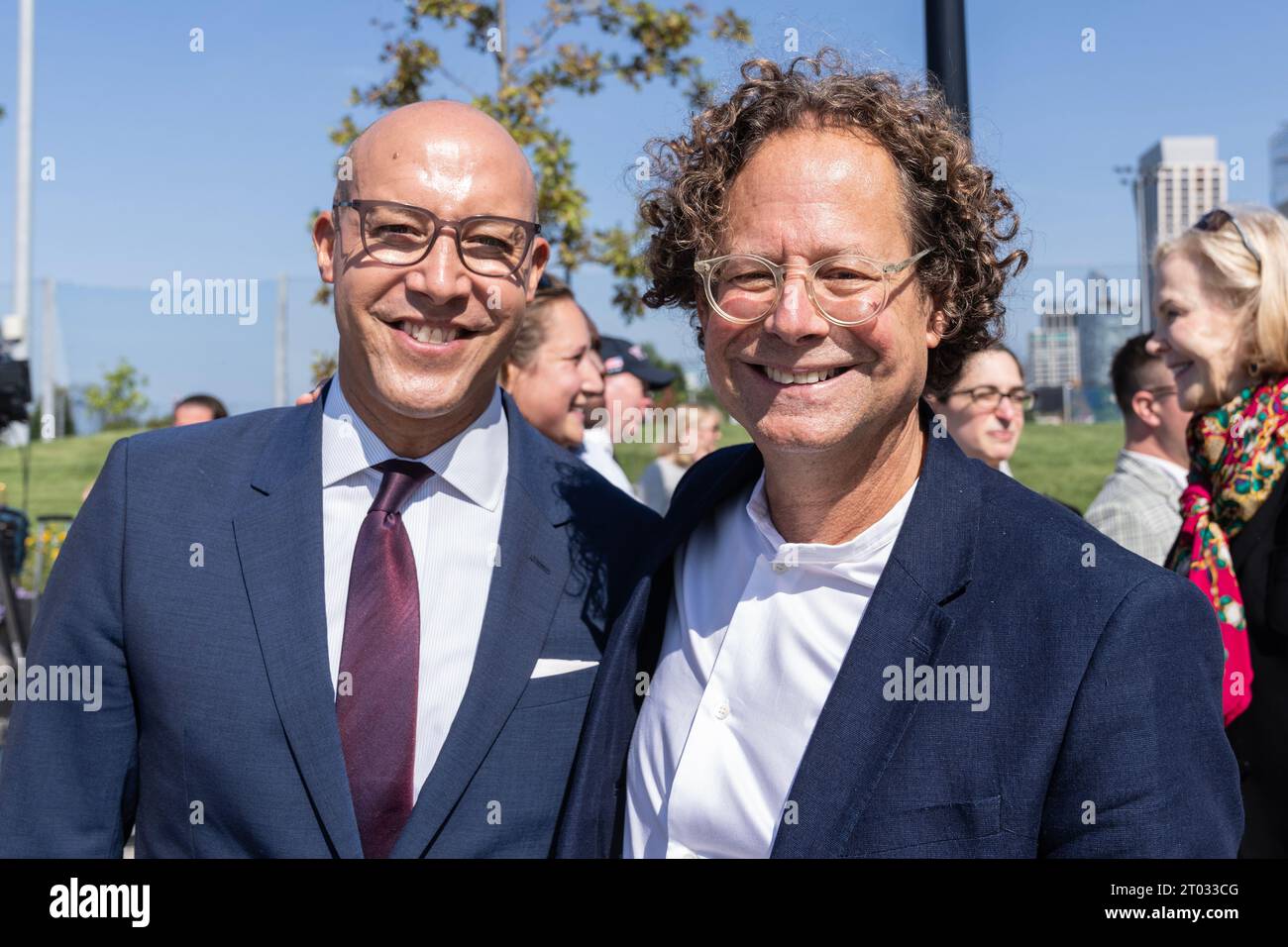 Outgoing director of Whitney Museum Adam Weinberg (R) attends grand ...