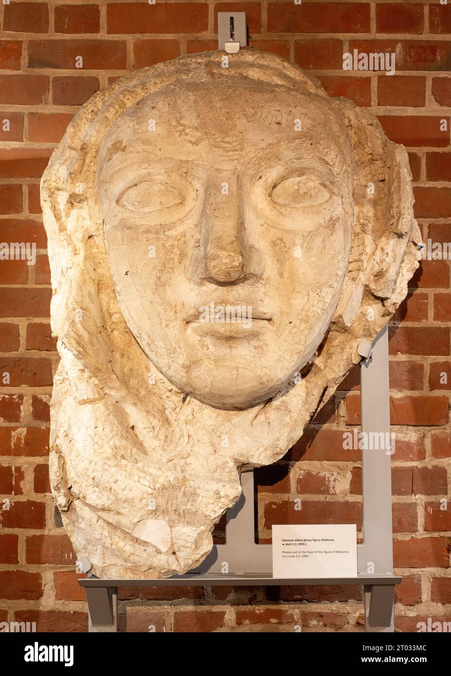 Malbork Castle Museum plaster cast of the head of the figure of Madonna ...