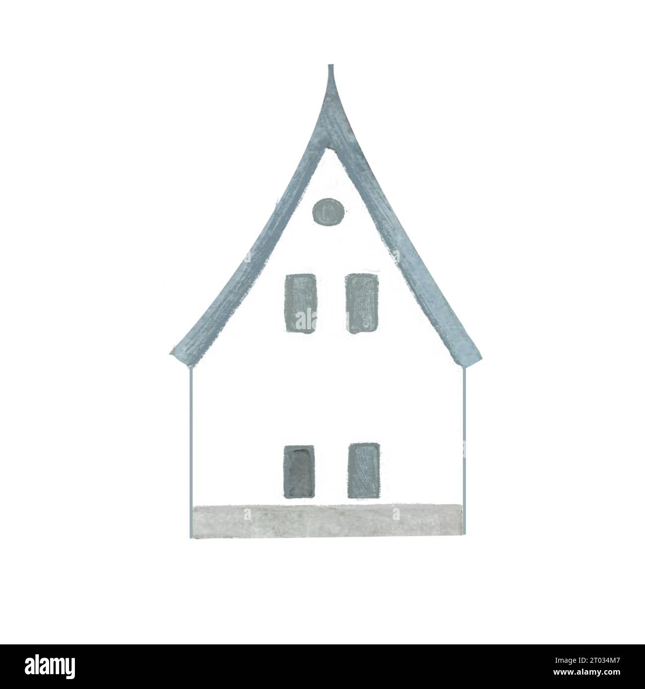 scandinavian minimalist watercolor hand painted houses isolated ...