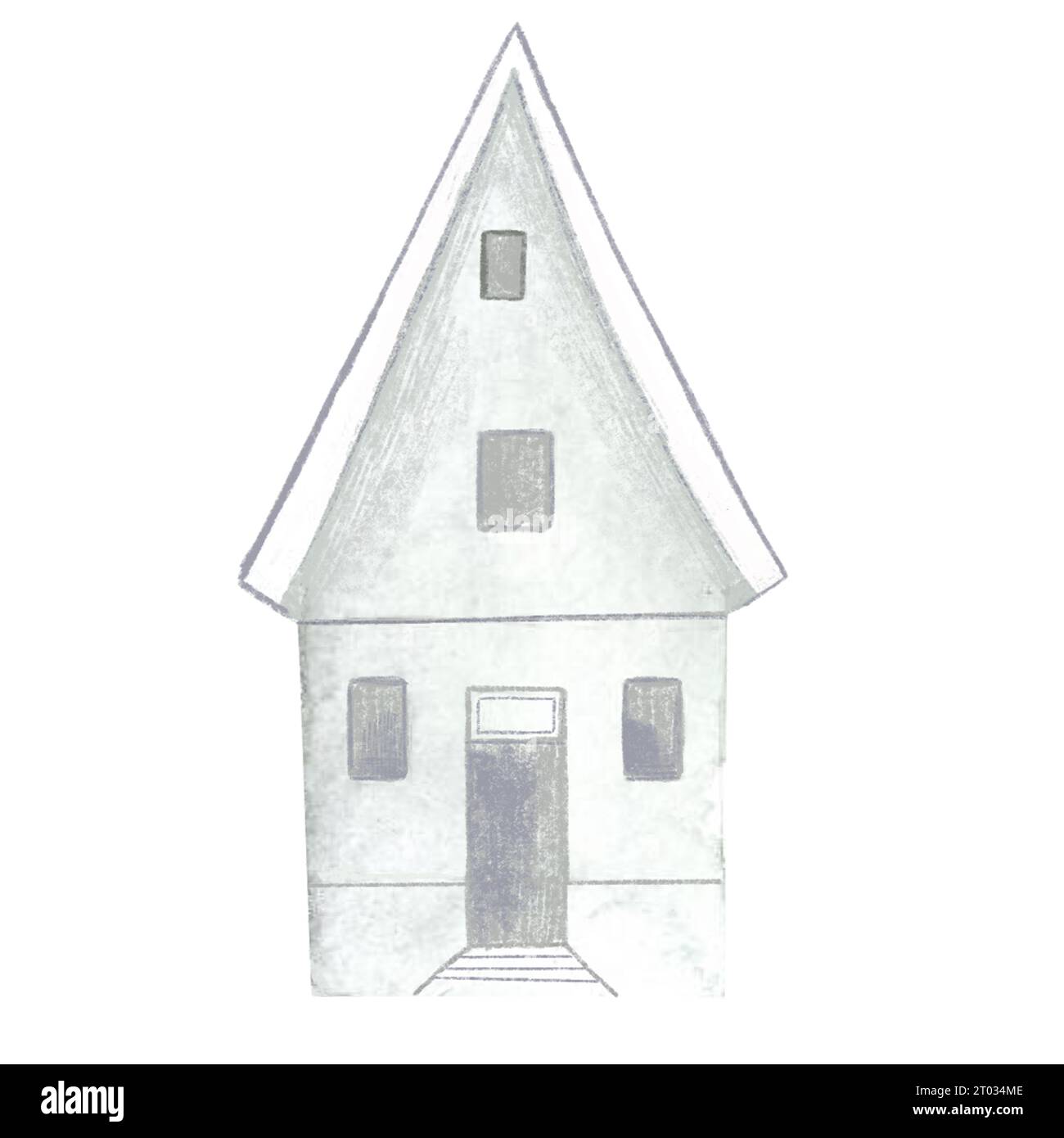 scandinavian minimalist watercolor hand painted houses isolated ...