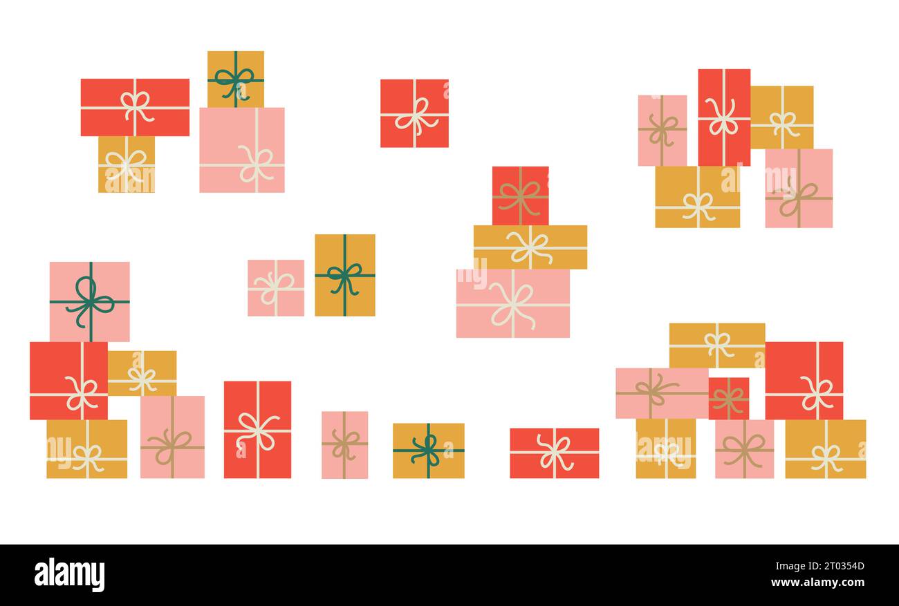 Abstract christmas gift boxes vector set. Geometric simple ...