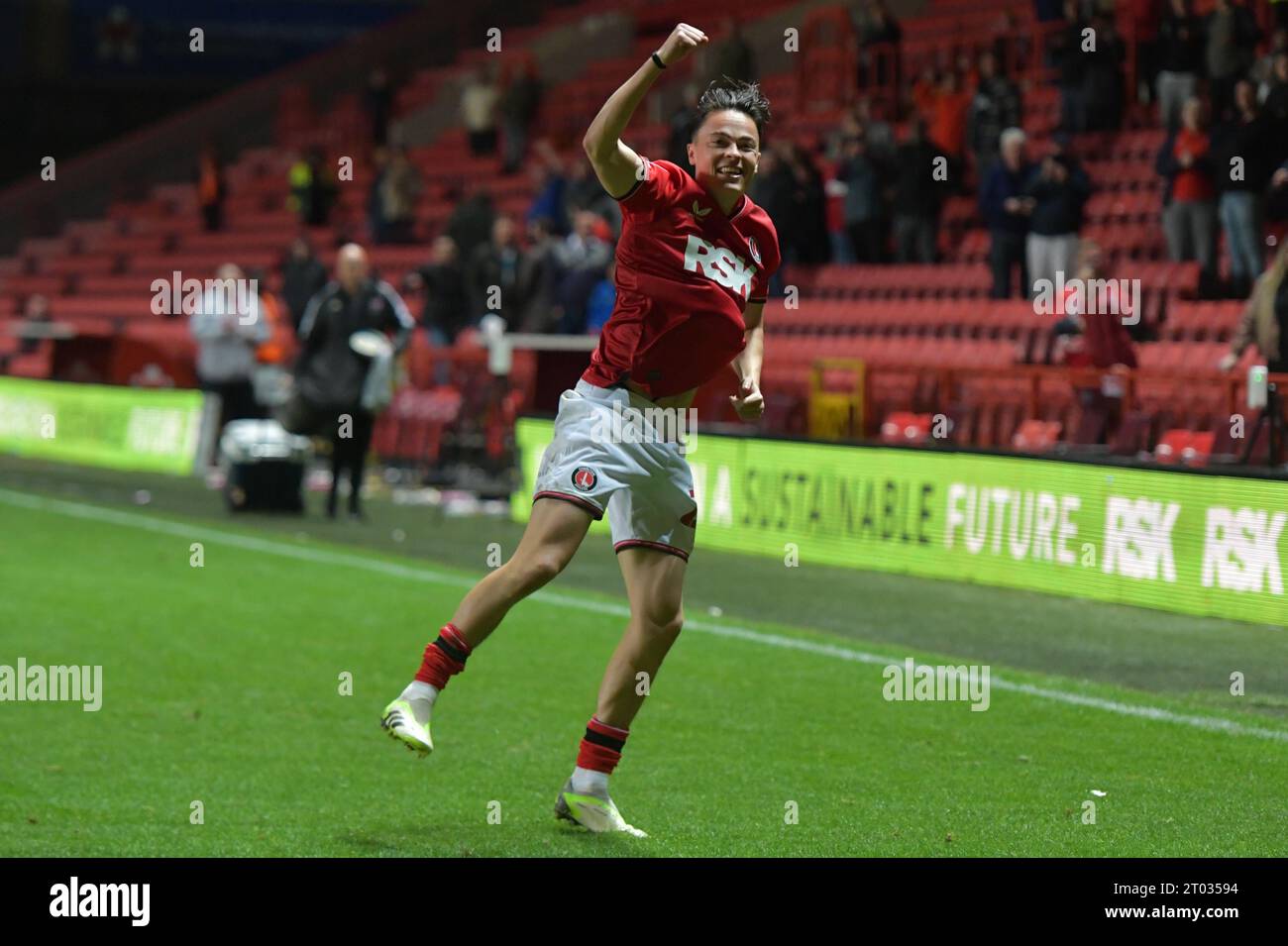 London, England. 3rd Oct 2023. Louie Watson celebrates following ...