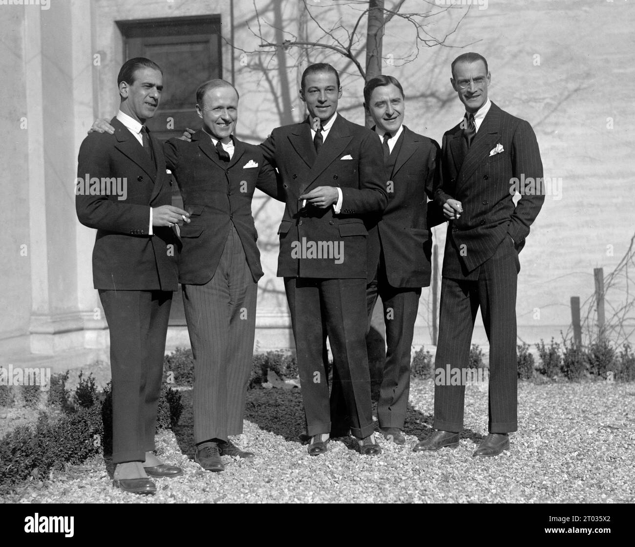 Rudolph Valentino at Italian Embassy with attaches, 1926 Stock Photo ...