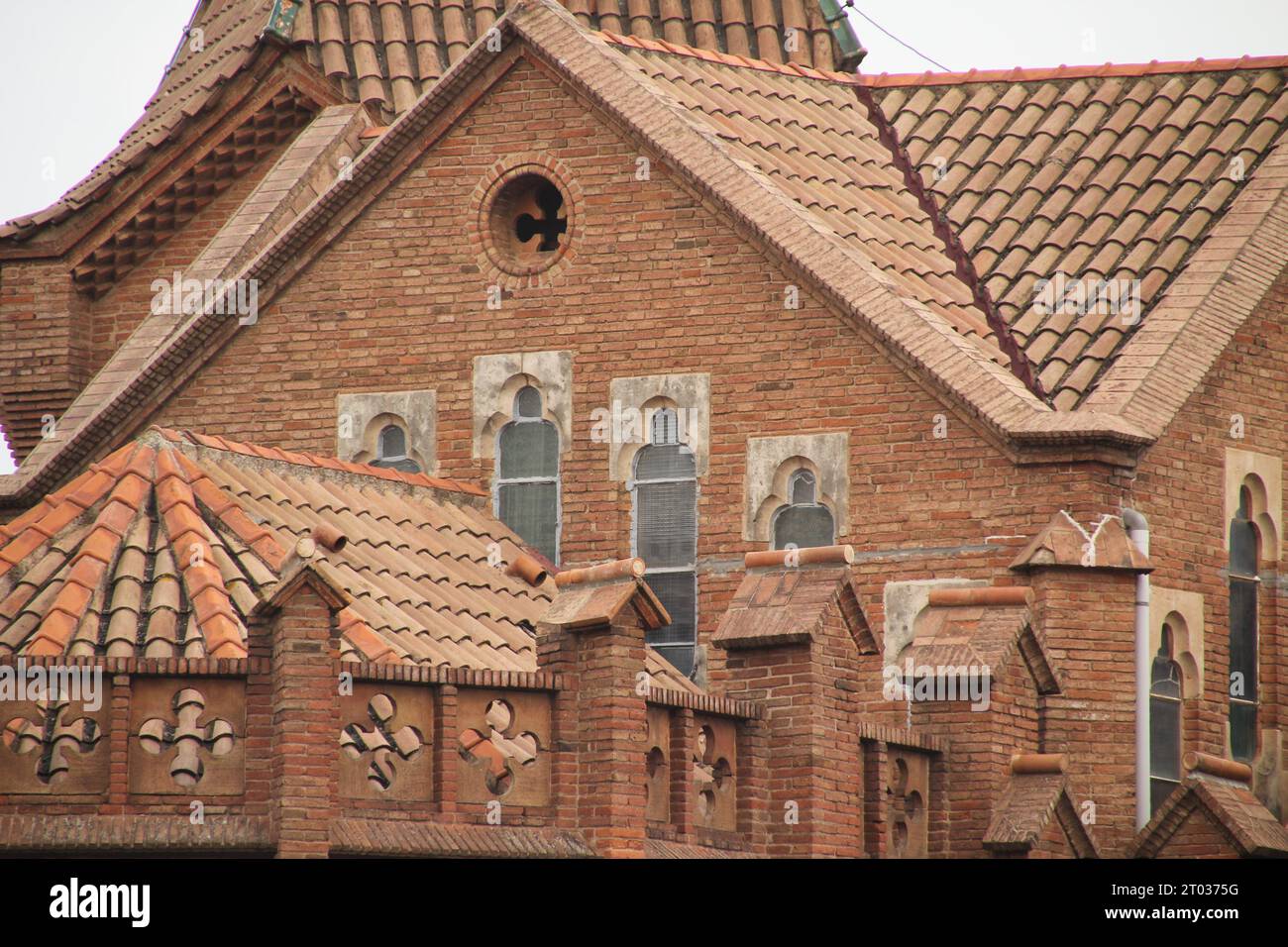 The exterior of a historic brick building in Barcelona, Spain Stock ...