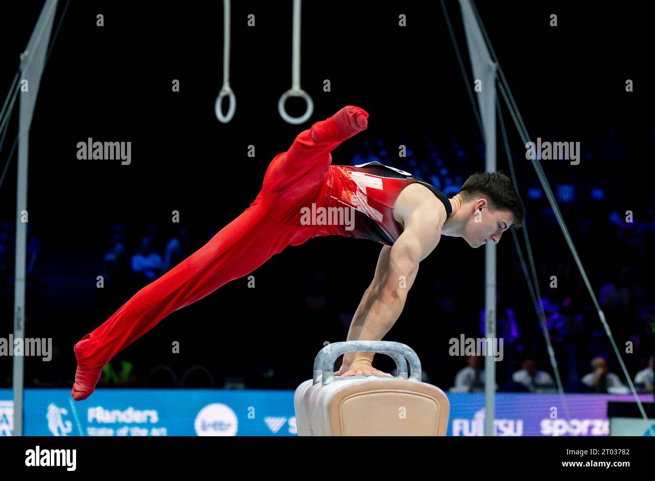 Antwerp, Belgium. 3rd Oct, 2023. Luca Giubellini (SUI) on the Pommel ...
