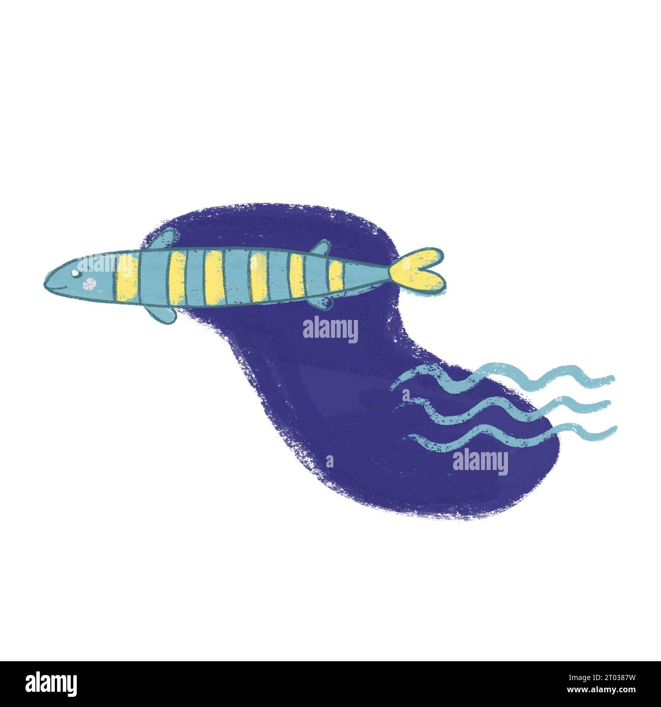 fish drawn with crayons, pictures drawn with oil pastels, sea ...