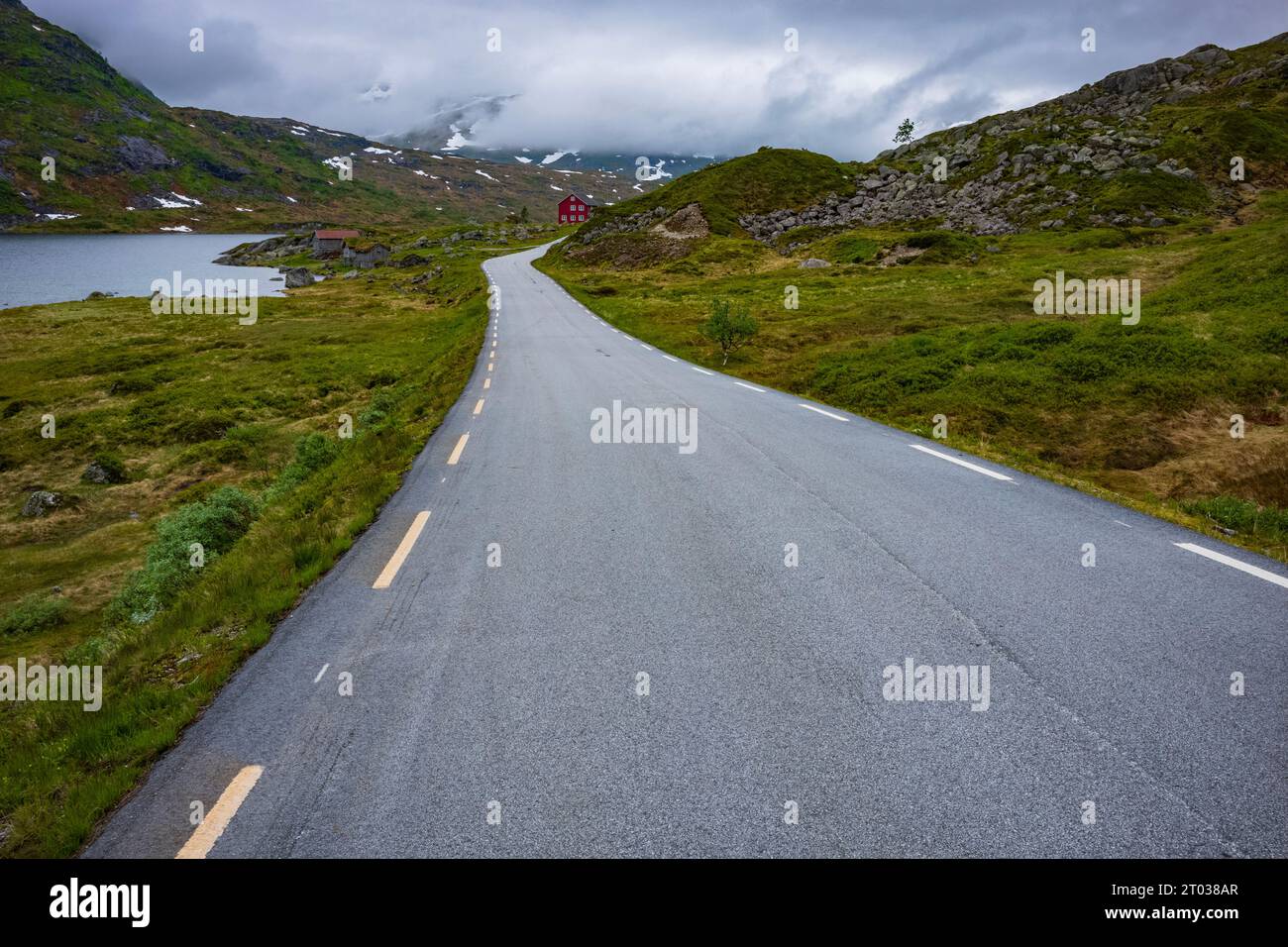 The Norwegian scenic route Gaularfjellet between Moskog and Balestrand ...