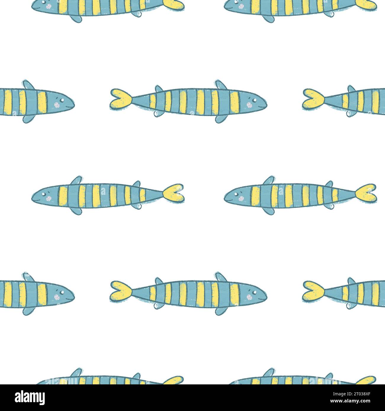 fish print drawn with oil crayons, fish in a primitive style for ...