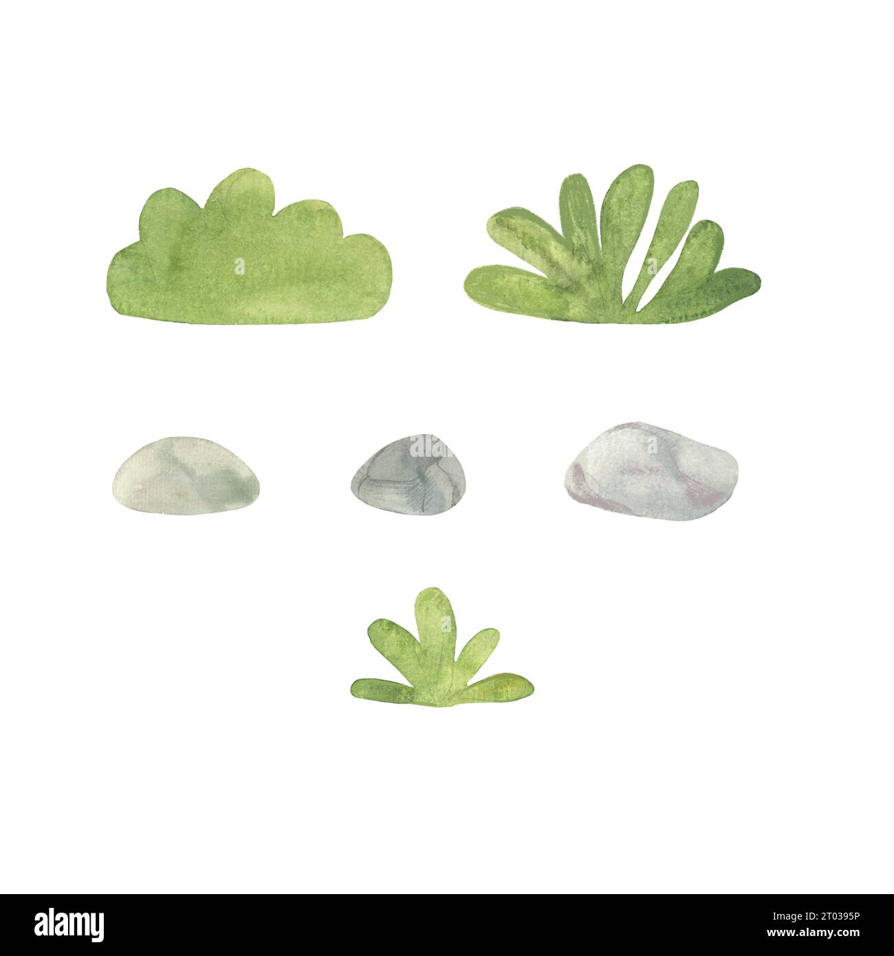 Greenery and stones of prehistoric times painted in watercolor hi-res ...