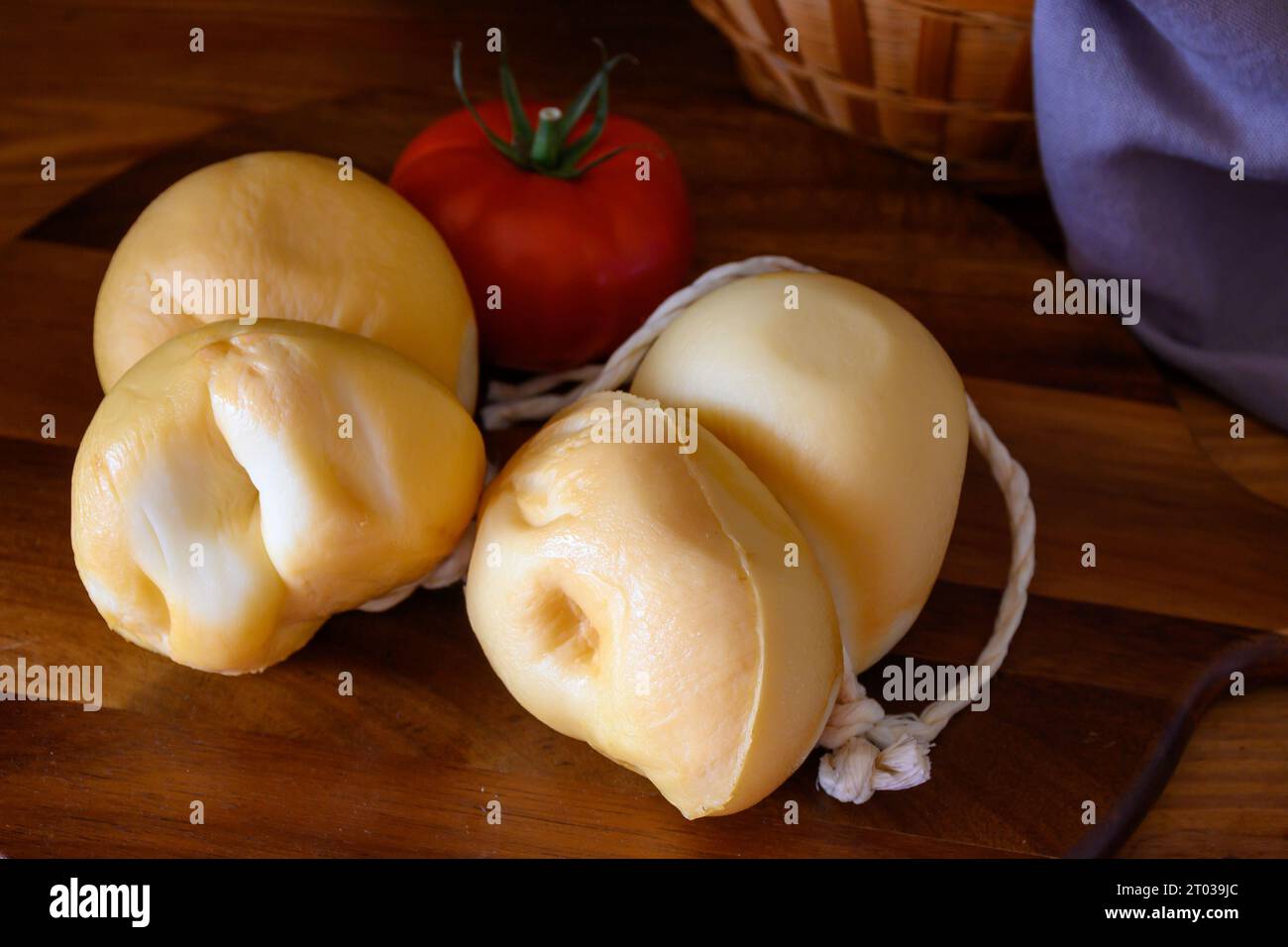 Italian semi hard handmade smoked scamorza cheese, from cow milk from ...