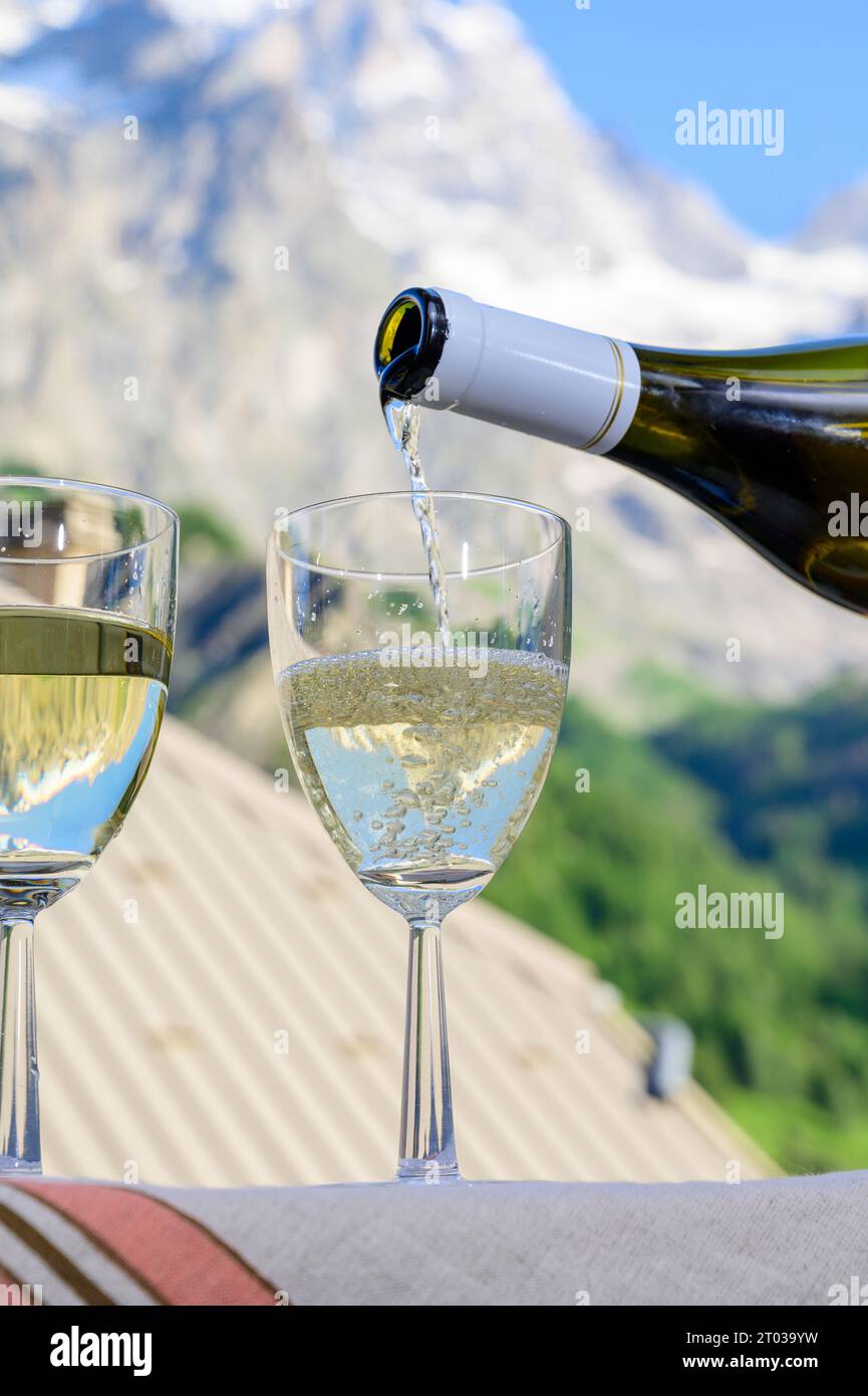 Drinking of dry white Roussette de Savoie and Vin de Savoie french wine ...