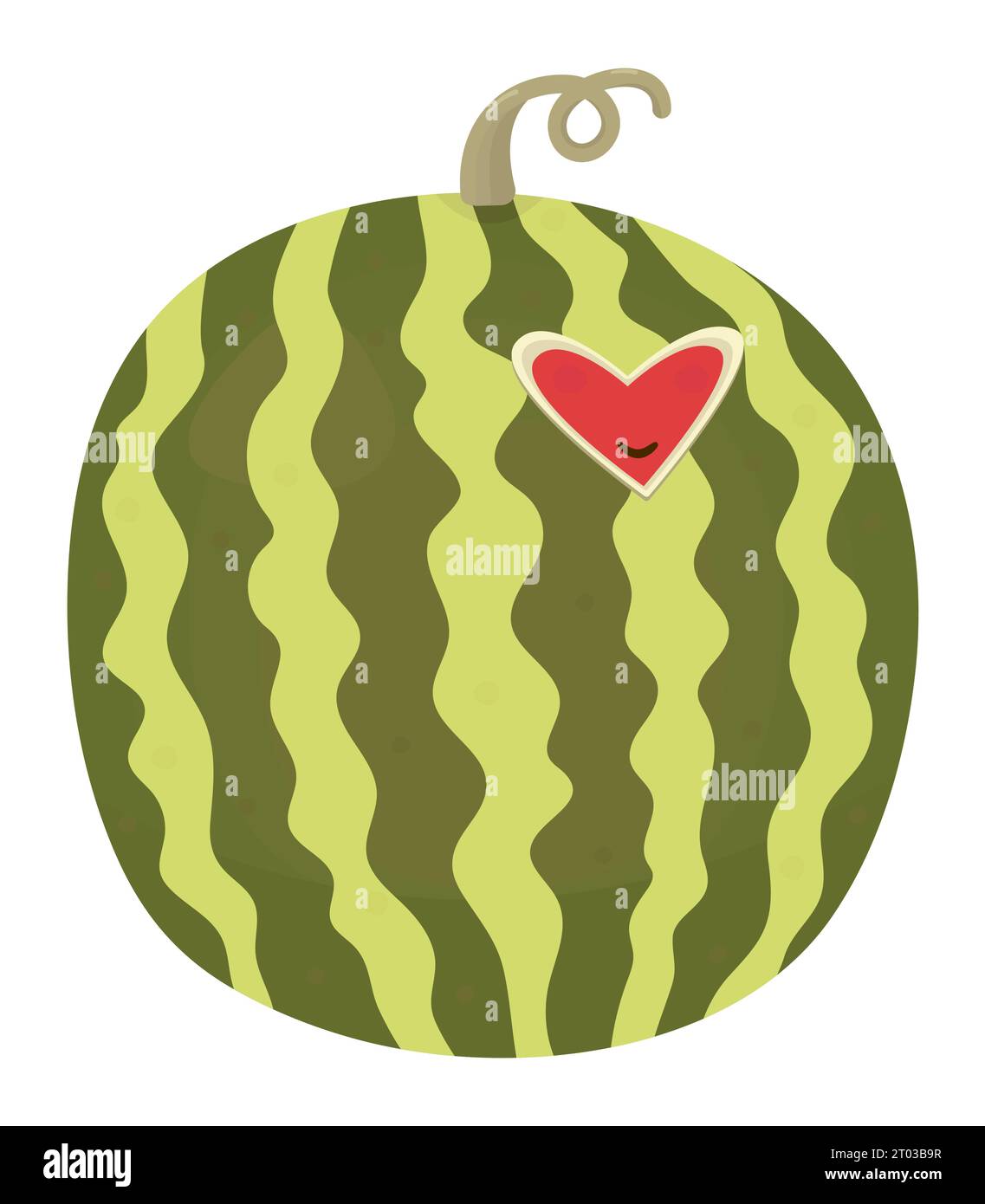 Full striped watermelon with heart, color vector illustration Stock ...