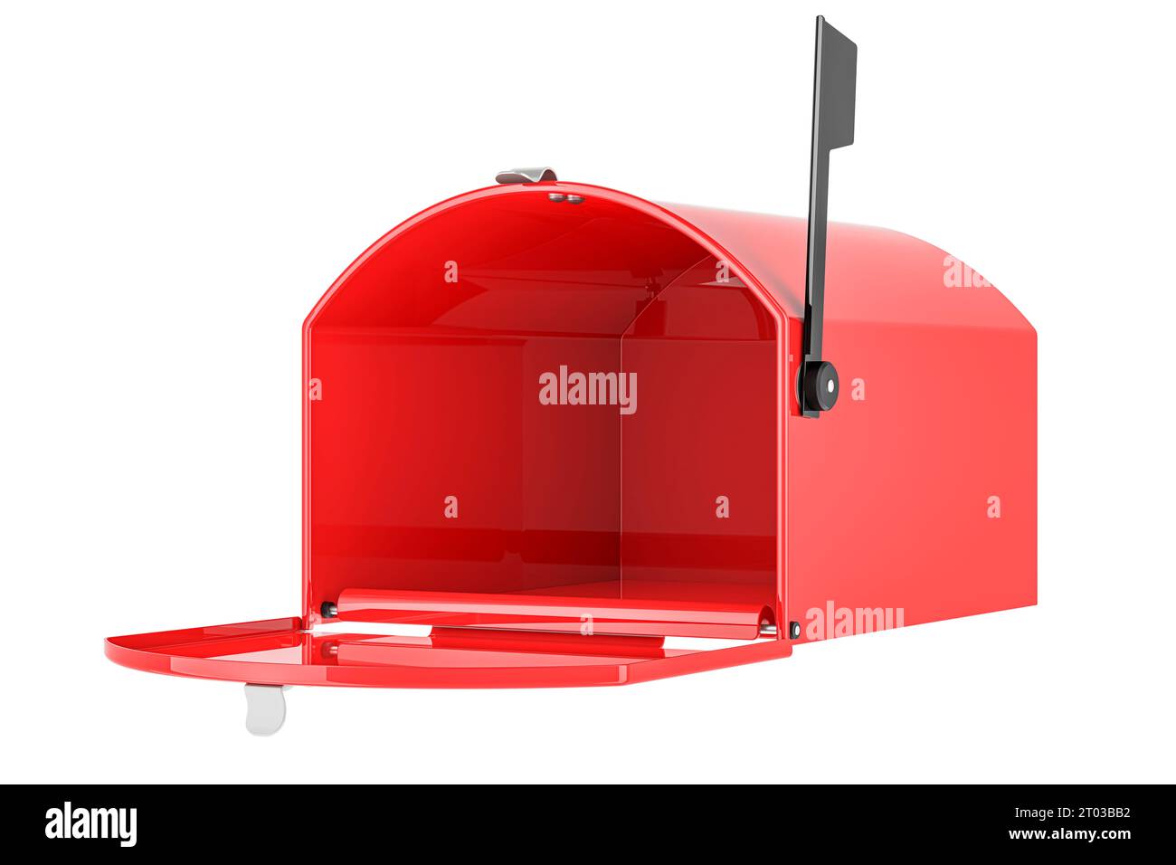 Empty Large Mailbox, red color. 3D rendering isolated on white ...