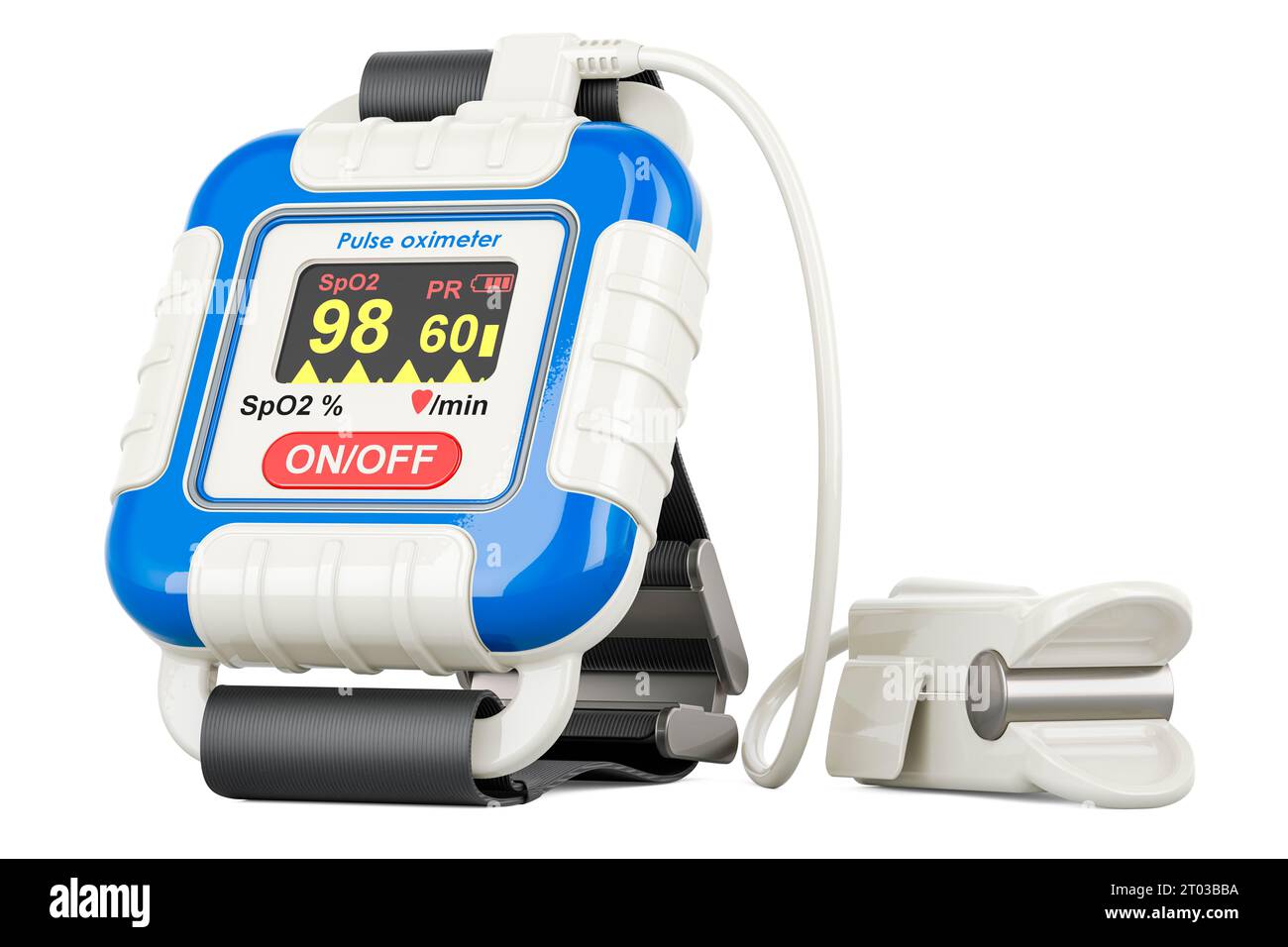 Portable Pulse Oximetry. 3D rendering isolated on white background ...